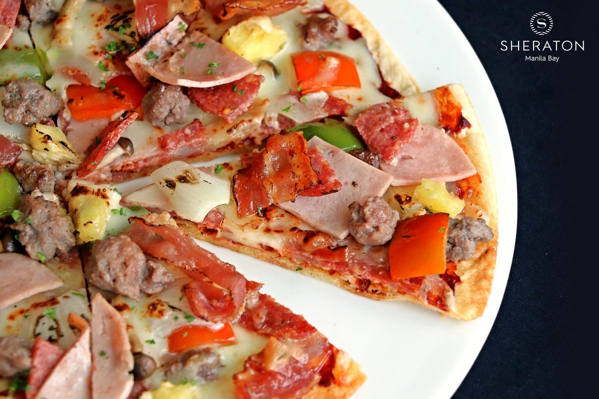 You can order premium gourmet pizza from Sheraton Manila Bay