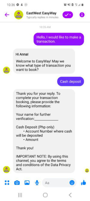 EasyWay makes bank visits faster for EastWest account holders