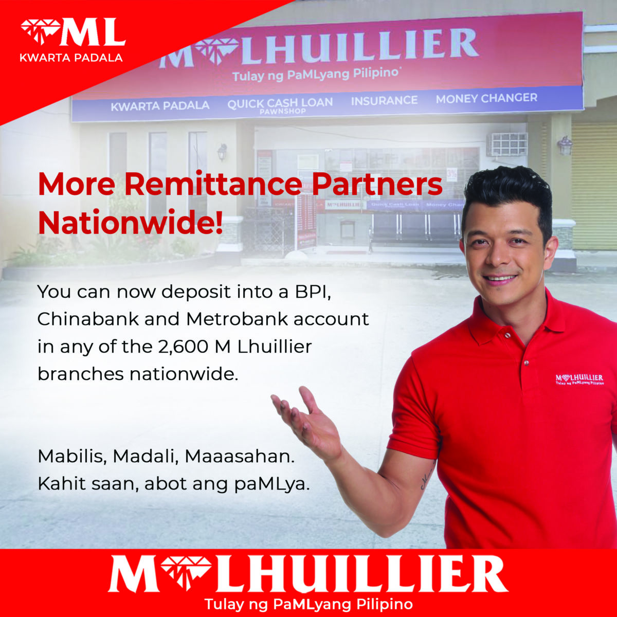 Send money to your bank account through M Lhuillier Kwarta Padala